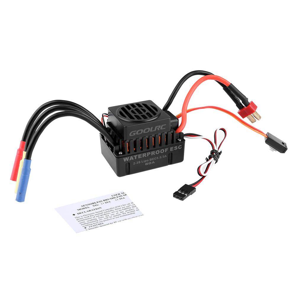 GoolRC กันน้ำ60A วงจร ESC ไร้ถ่านไฟฟ้าเครื่องควบคุมความเร็ว5.5V/3A BEC ...