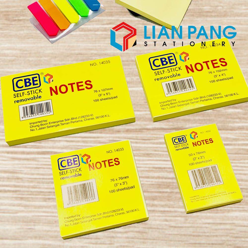 CBE Sticky Notes All Sizes Yellow 100 Sheets | Lazada