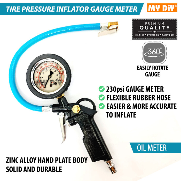MYDIYHOMEDEPOT - TIRE PRESSURE INFLATOR AND GAUGE OIL METER OR DIGITAL ...