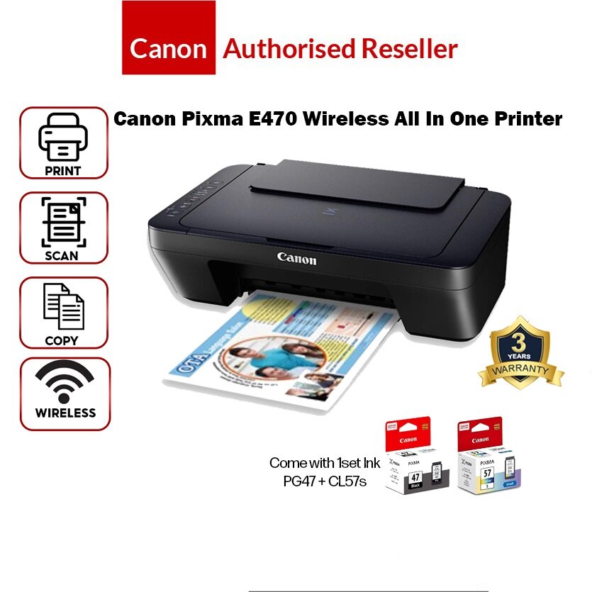 Canon PIXMA E470 Compact All-In-One for Low-Cost WIFI | Lazada