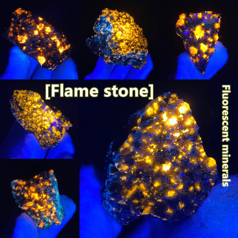 Natural Flame Fire stone Syenite containing fluorescent sodalite ...