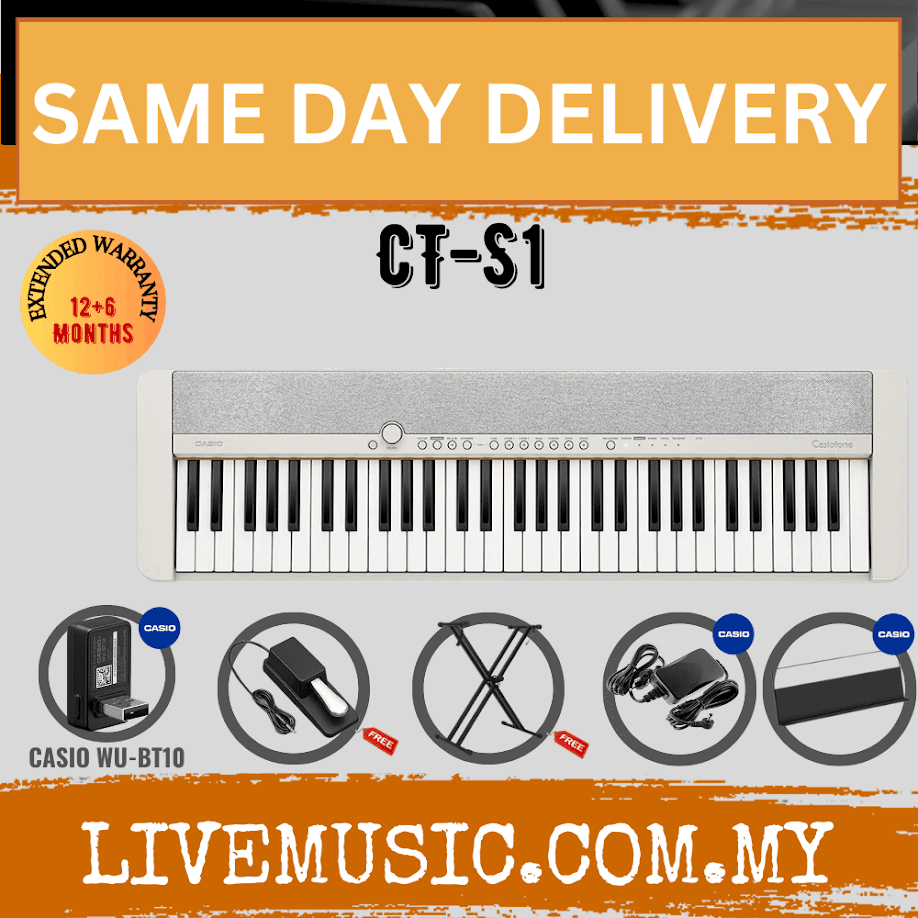 Casio CT-S1 61-key Portable Keyboard w/Keyboard Stand And WU-BT10 ...