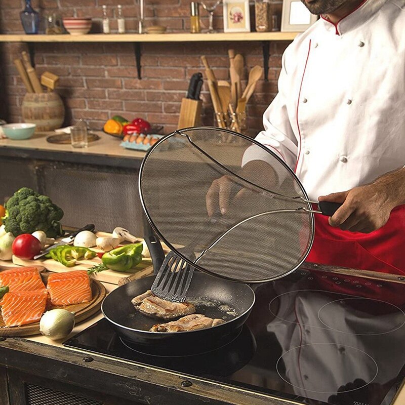 13 Inch Grease Splatter Screen for Frying Pan, Protects Skin From Burns ...