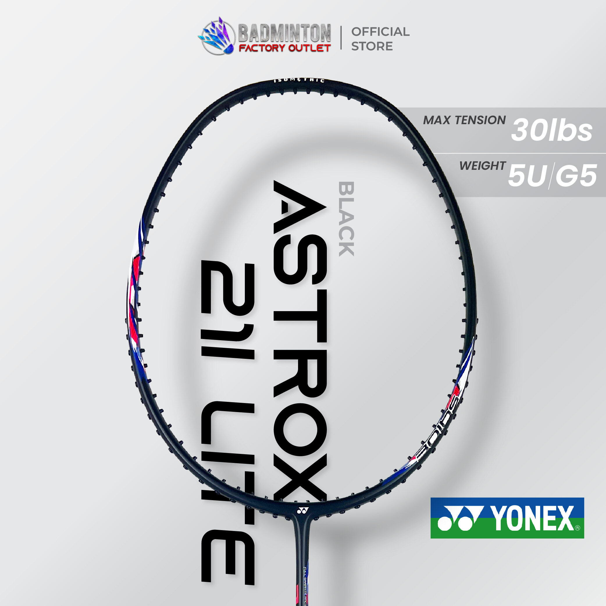 YONEX Astrox Lite 21i (Black) Badminton Racket - 5UG5 Max Tension 30 ...