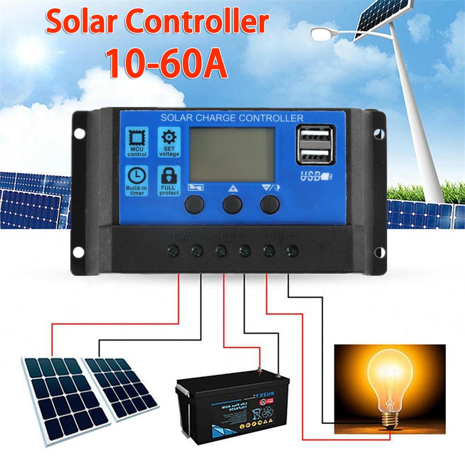 Solar Charge Controller 10/20/30/40/50/60A 12V 24V Automatic Solar Panel Controller Solar Cells ...