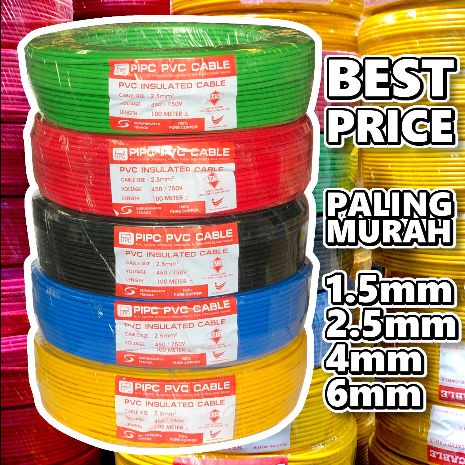 PVC Insulated Cable Electric Wire Cable Wiring Kabel Auto Cable 1.5mm 2 ...