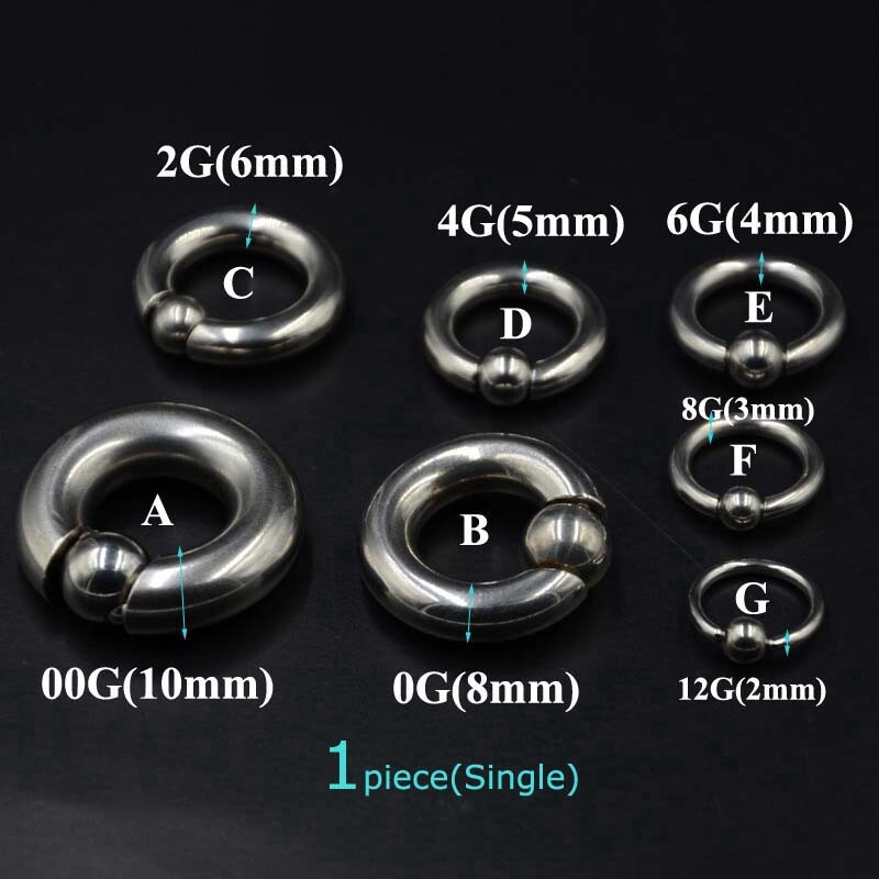 1piece Captive Bead Ring Earrings Stainless Steel Lobe Piercing Unisex ...