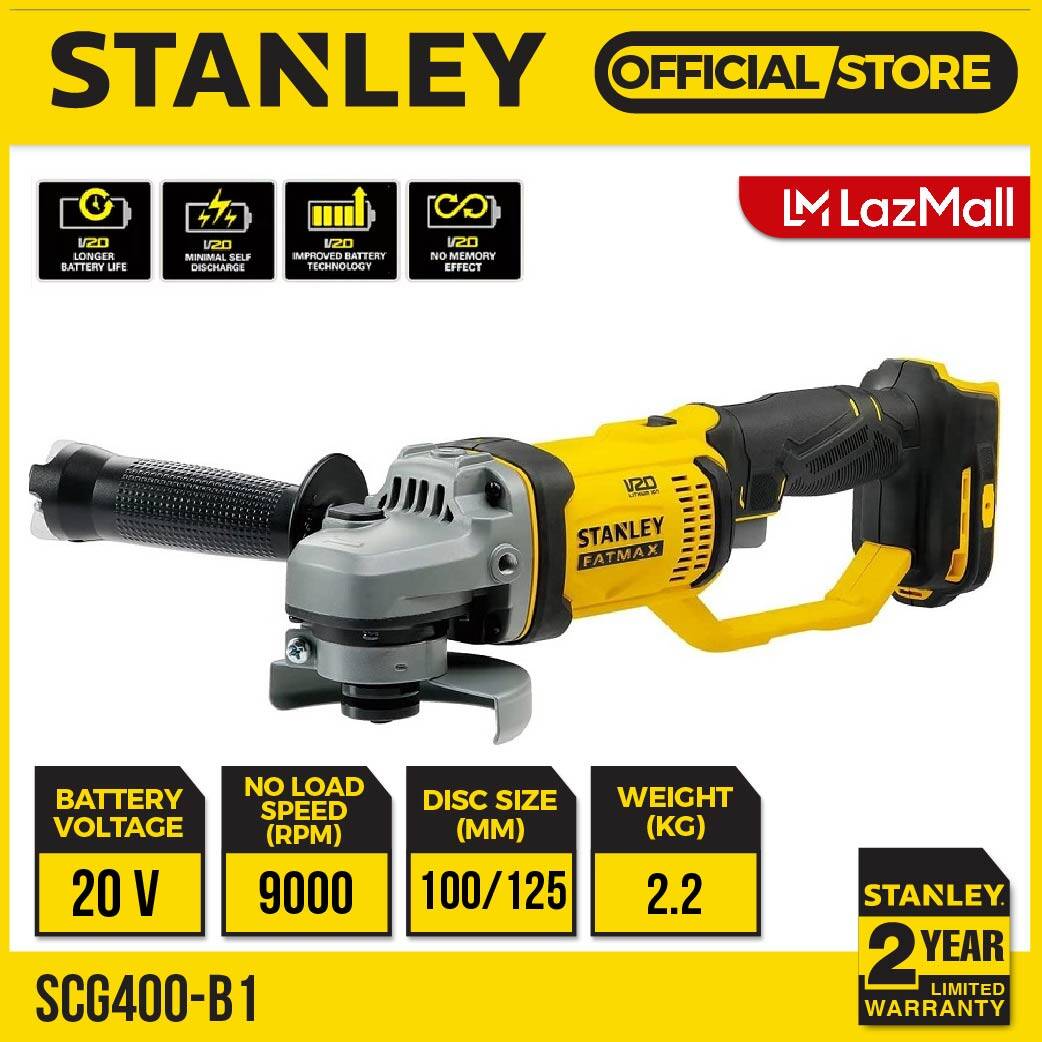 STANLEY SCG400-B1 CORDLESS SMALL ANGLE GRINDER 20V 9000RPM 100/125MM ...