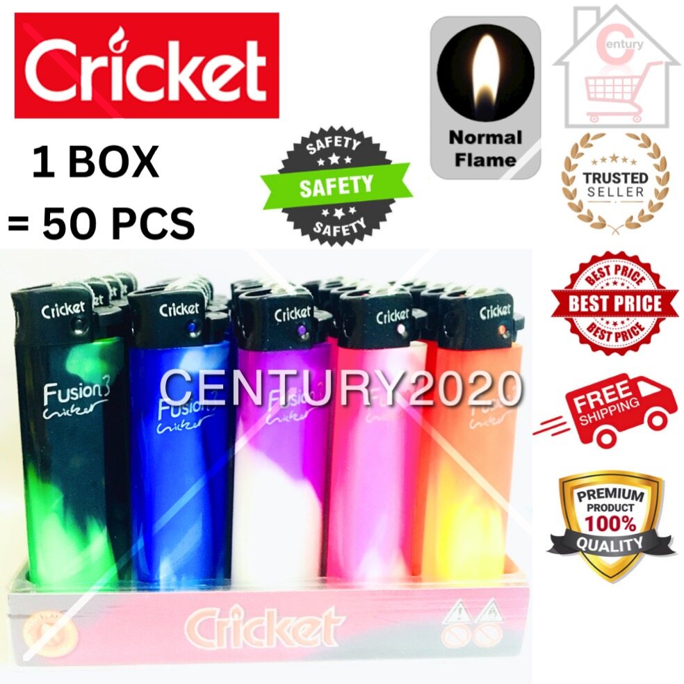 CRICKET Lighter Fusion Normal Flame Flint Disposable Gas Lighter 50pcs ...