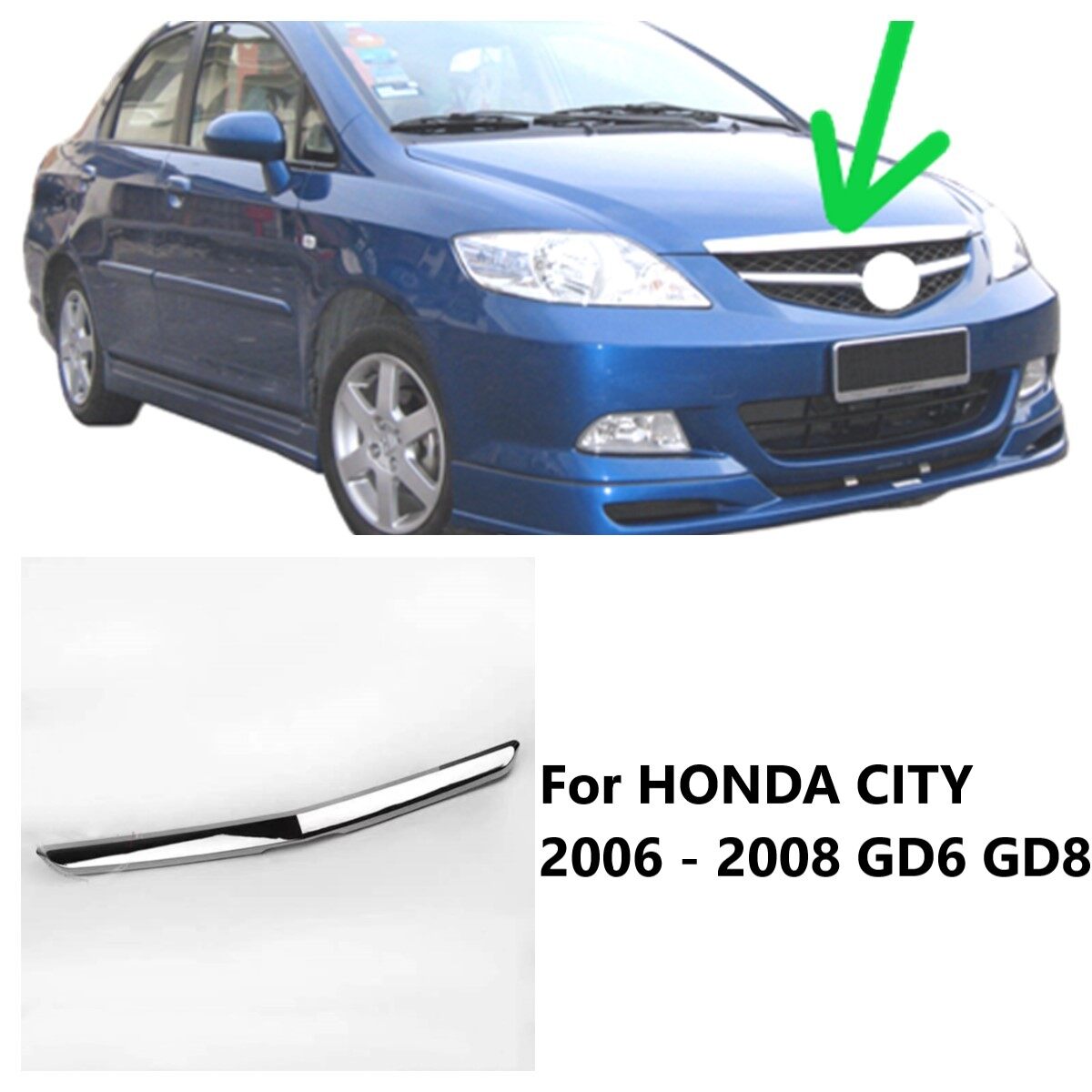 LAIFU Auto Front Bumper Grille Chrome Bonnet Moulding For HONDA CITY ...