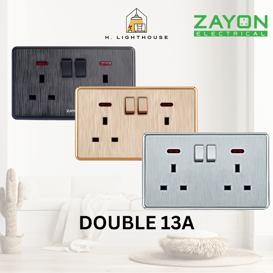 ZAYON T3 Series Champagne Gold Socket Black Wall Switch Modern Switch ...