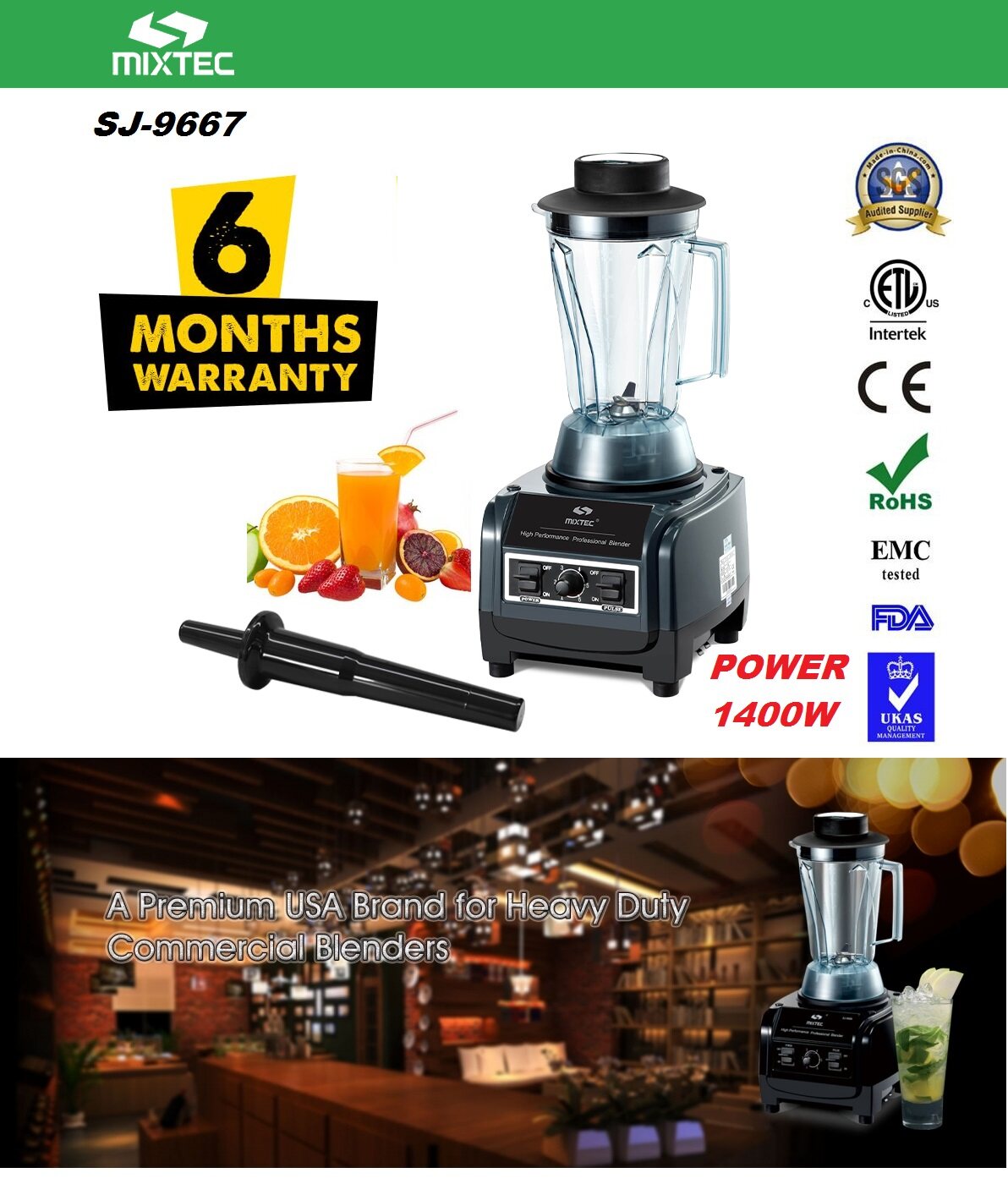 Mixtec SJ-9667 (1,400W) Professional Heavy Duty Commercial Blender | Lazada