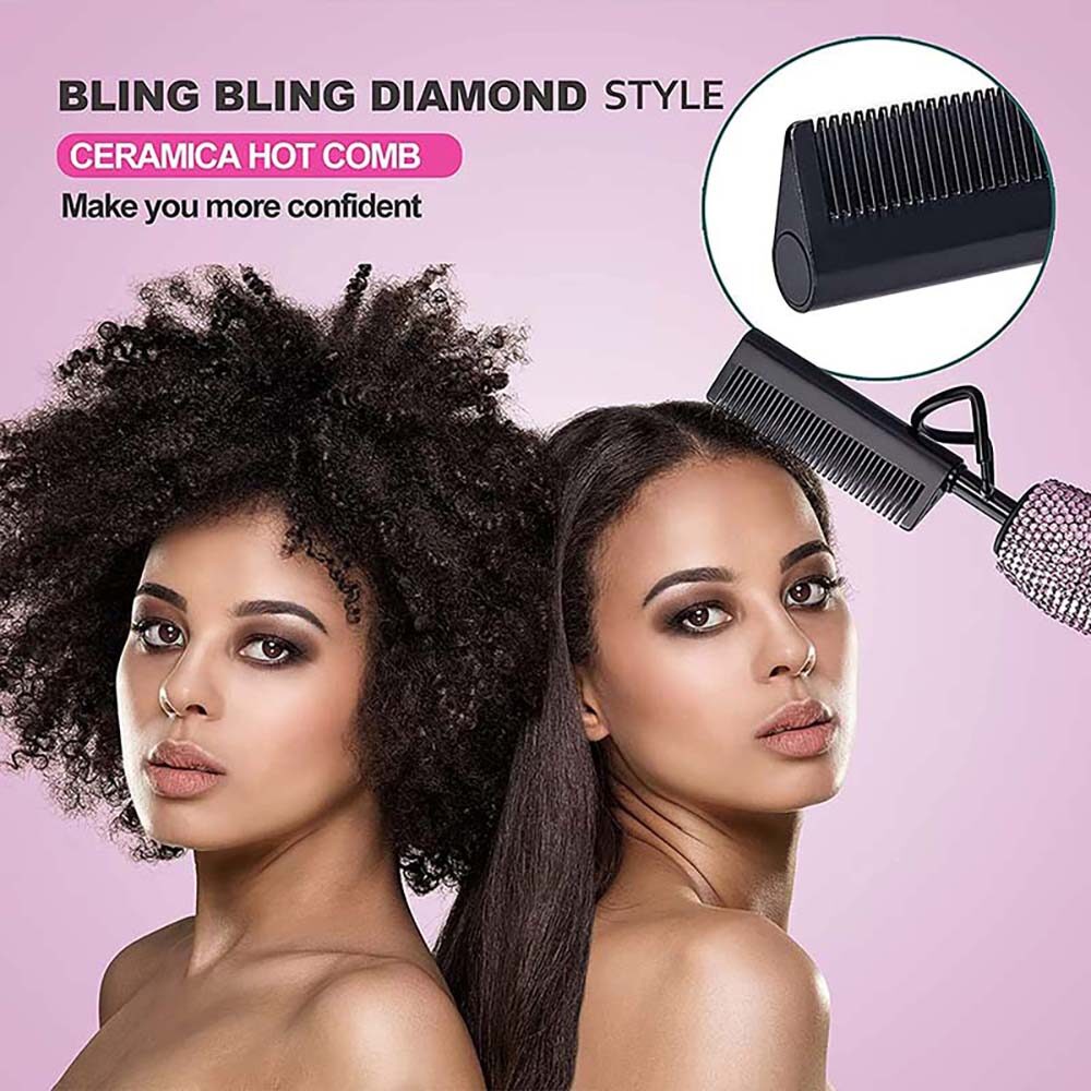 FlatIron Ceramic Professional Pressing Comb Diamond Straightener Comb ...