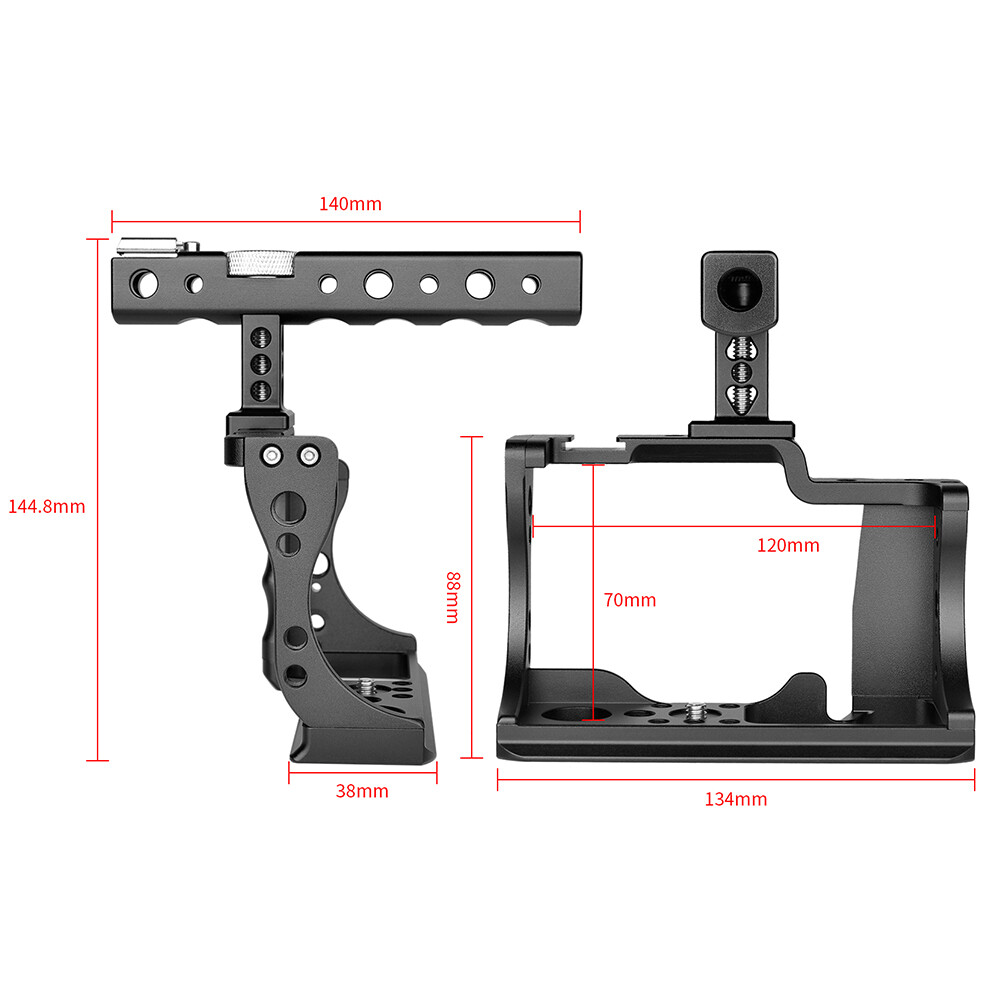Andoer Camera Cage + Top Handle Kit Aluminum Alloy with Cold Shoe Mount ...