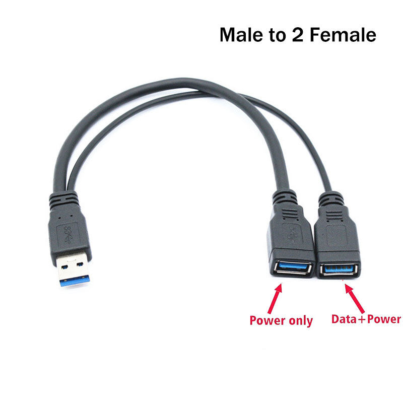 USB 3.0 A 1 Male To 2 Dual USB Female Data Hub Power Adapter Y Splitter ...