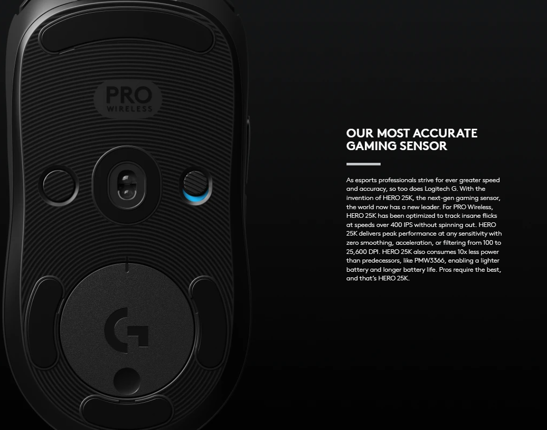Logitech G Pro Wireless Gaming Mouse HERO 25K Sensor , Wireless ...