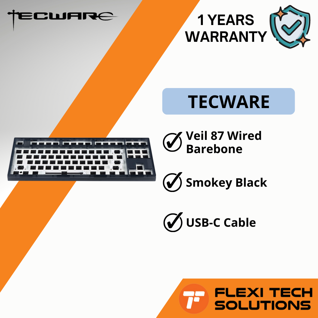 Flexi Tech TECWARE Veil 87 Wired Mechanical Keyboard Barebone Black ...