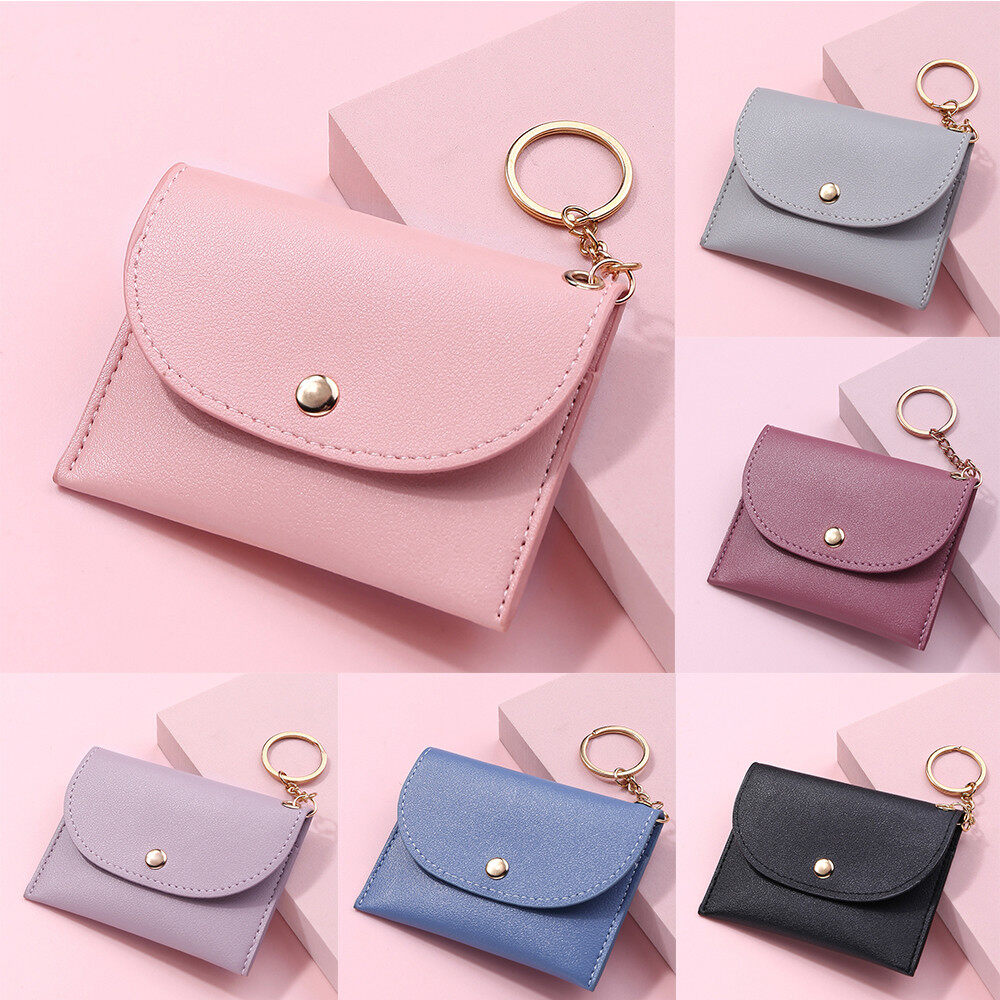 Purses Wallets Keychain Pouch Mini Wallet PU Leather Fashion Women ...