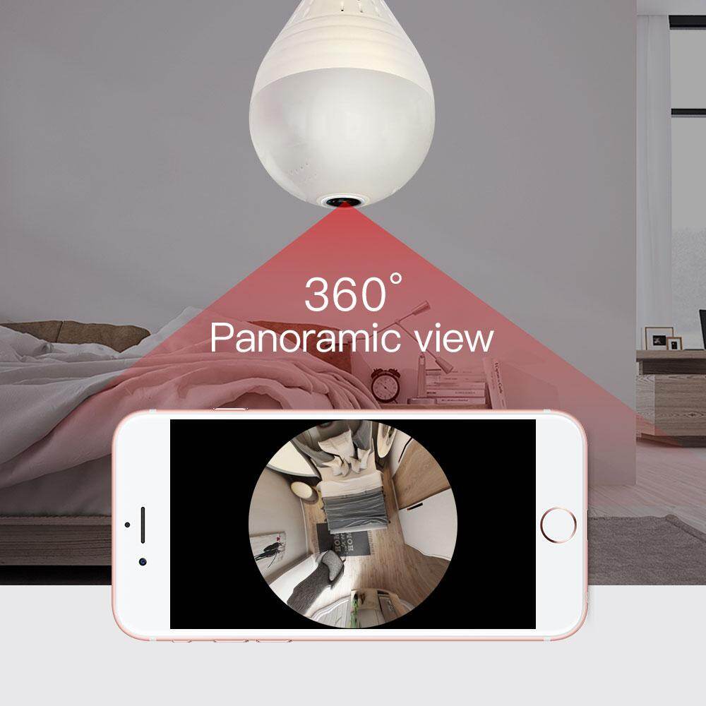 ICSEE 960P 360 องศา IP แบบไร้สาย Camera หลอดไฟหลอดไฟ Fisheye Panoramic ...