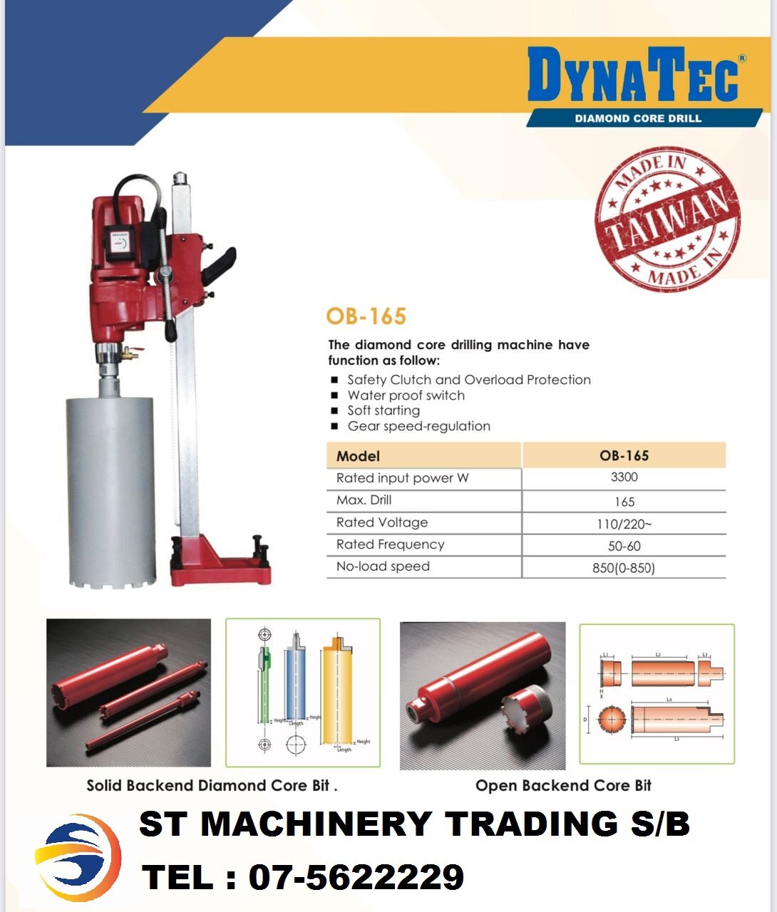 DYNATEC CORING MACHINE (6") - MODEL : OB165 (MADE IN TAIWAN) | Lazada