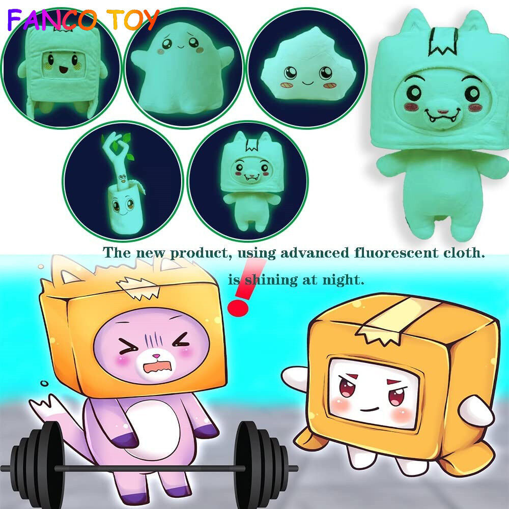 Lankybox Glow In The Dark Plush Foxy Boxy Ghosty Lanky Box Removable ...