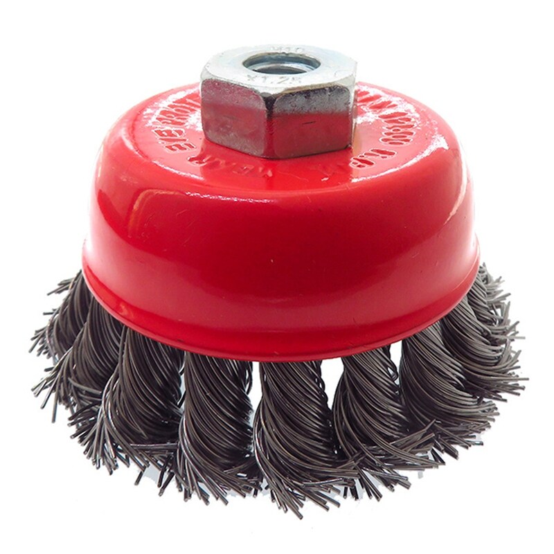 3 Inch Crimped Wire Brush for Grinders,Wire Cup Brush, M10, 2 Pack, Red ...