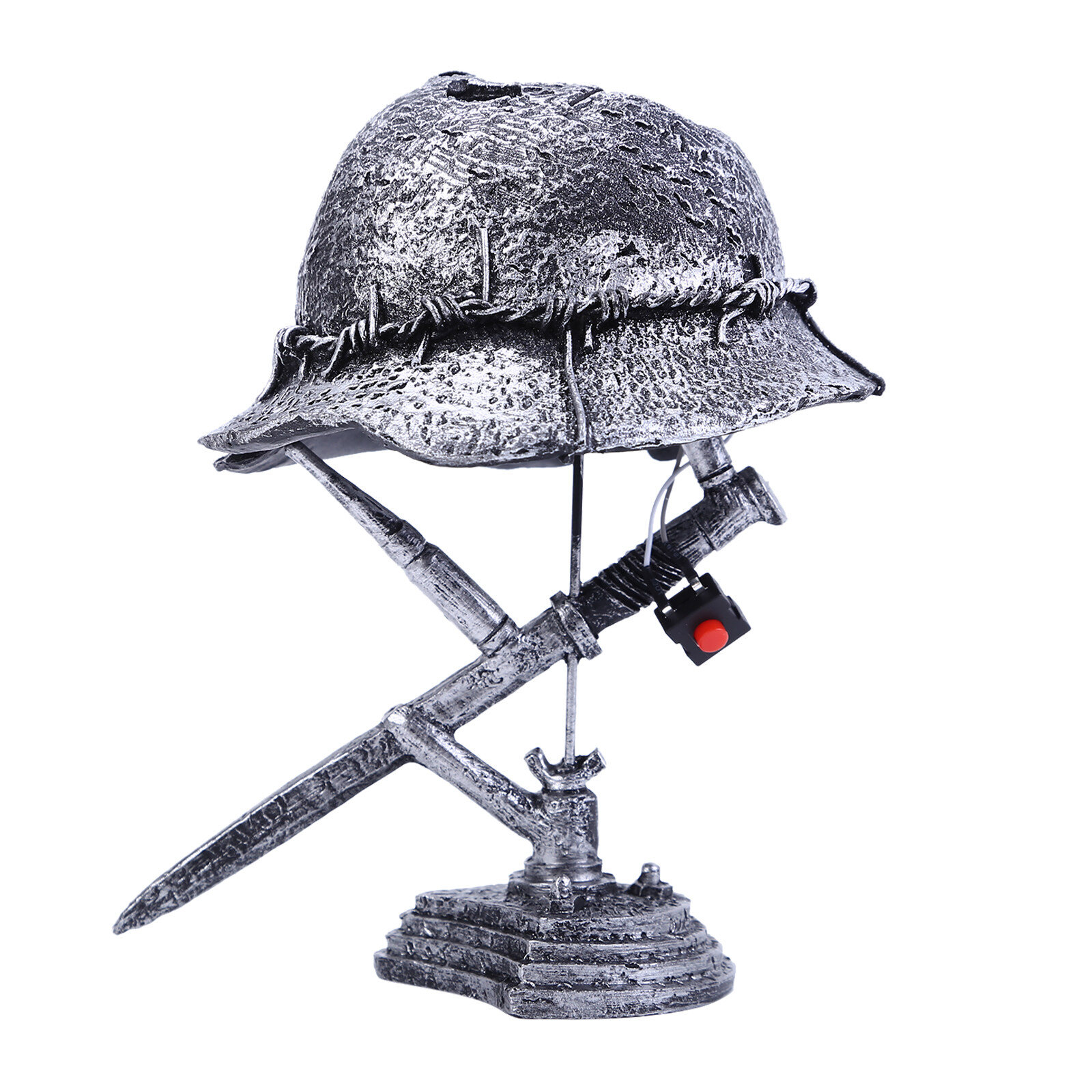 War Relic Lamp Helmets Table Lamp Statue Resin Desk Lamp Souvenir Light ...