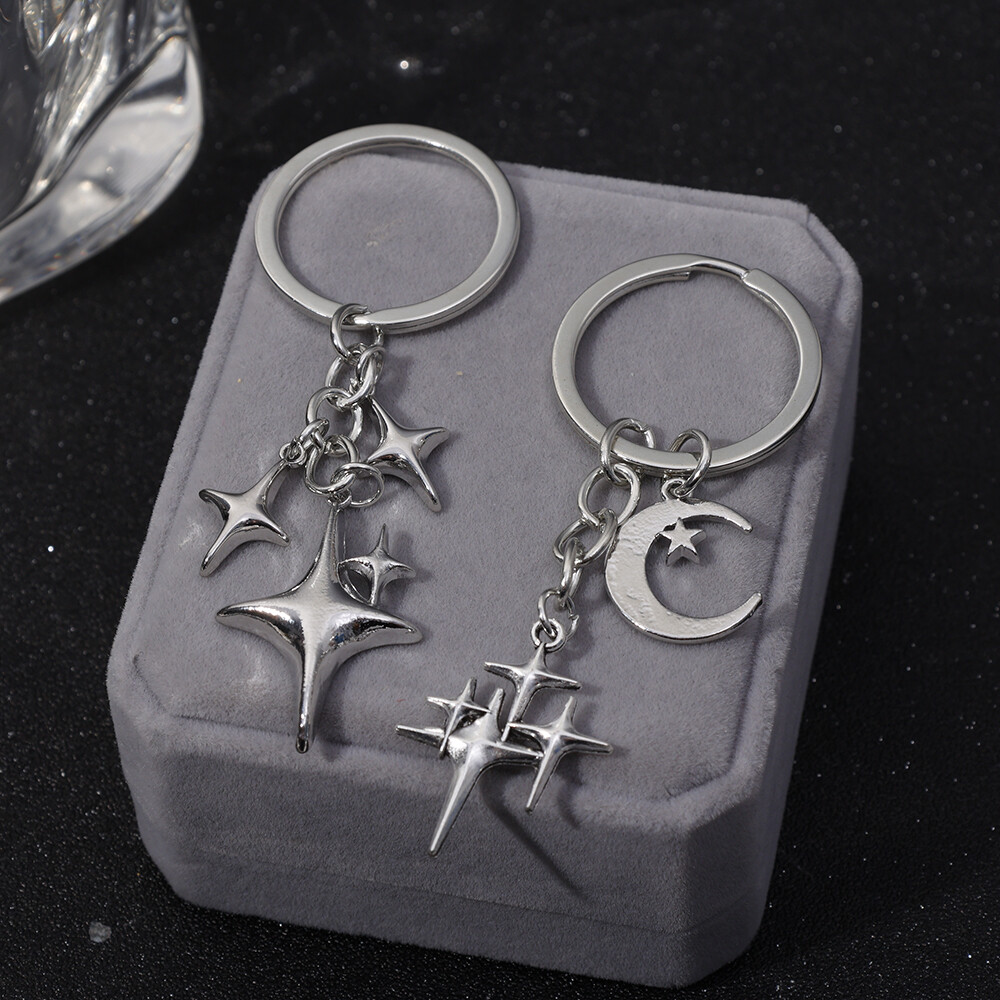 ILOVEDIY Y2k Key Chain Star Moon Metal Key Ring Bag Metal Decorative ...