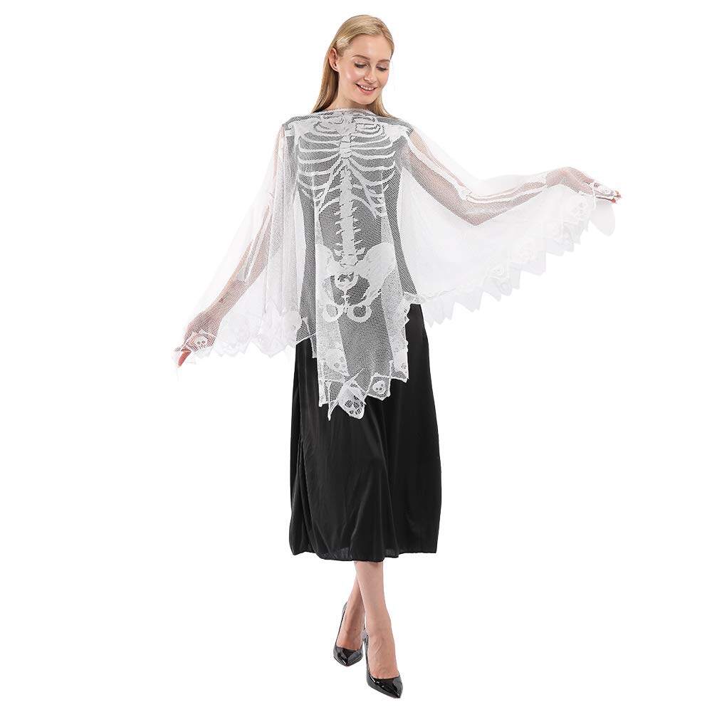 Women Skeleton Poncho Halloween Day of The Dead Party Costume Adult ...