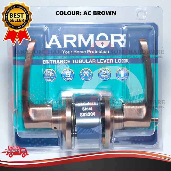 ARMOR 8300 SUS304 STAINLESS STEEL TUBULAR LEVER HANDLE DOOR LOCK SET ...