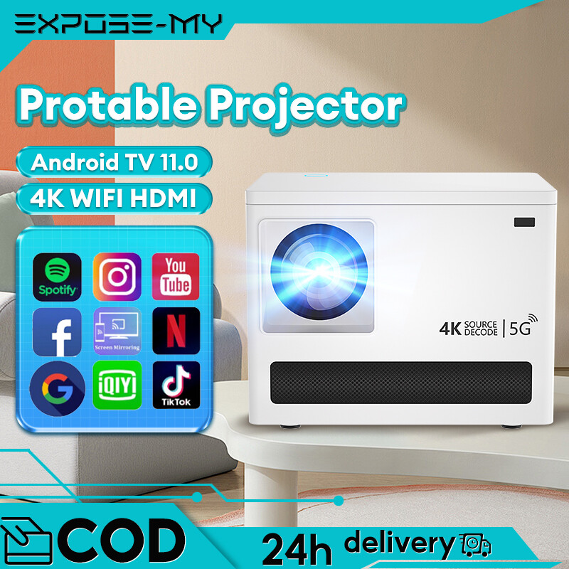 Portable Projector Mini Projector LED 4K Full HD WIFI Bluetooth Support ...