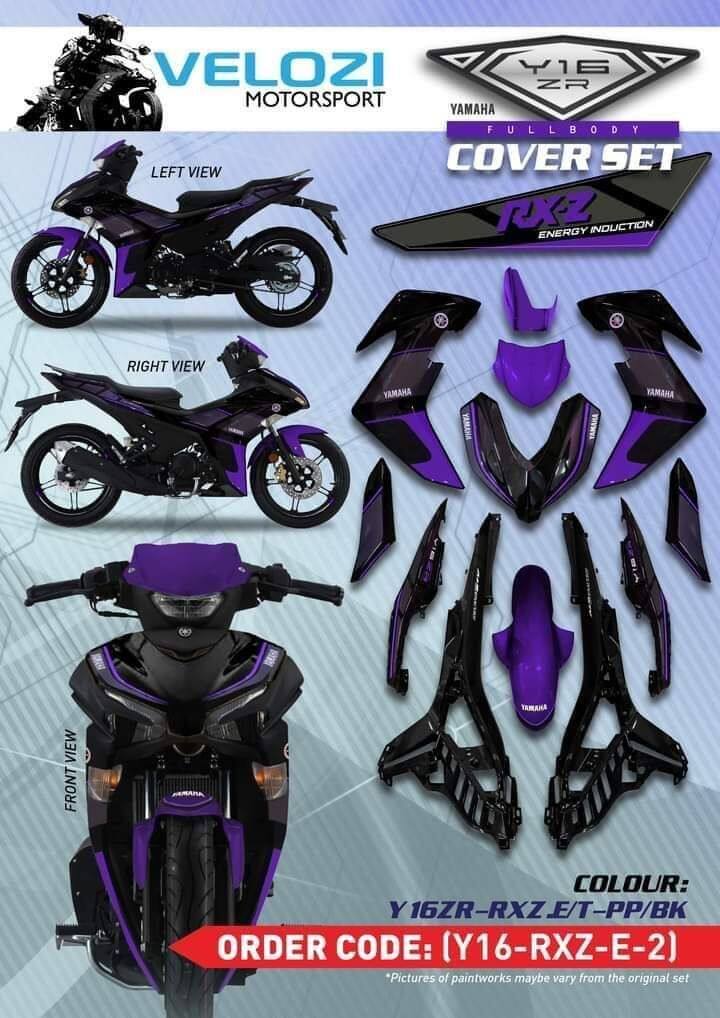 VELOZI YAMAHA Y16ZR Y16 ENERGY RXZ SIAP TANAM COVER SET COVERSET PURPLE ...