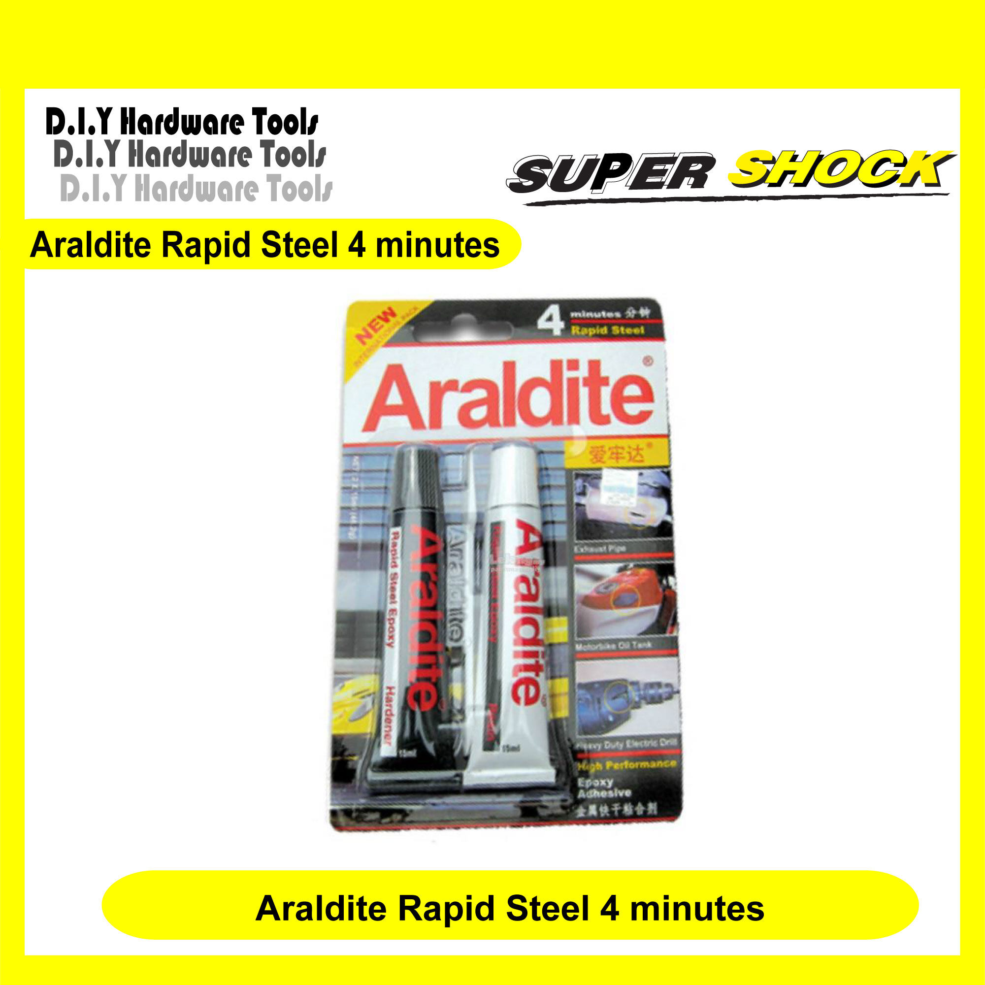 ARALDITE EXPOY 4MIN RAPID STEEL STRONG EPOXY (BLACK/GREY)/ GUM BESI ...