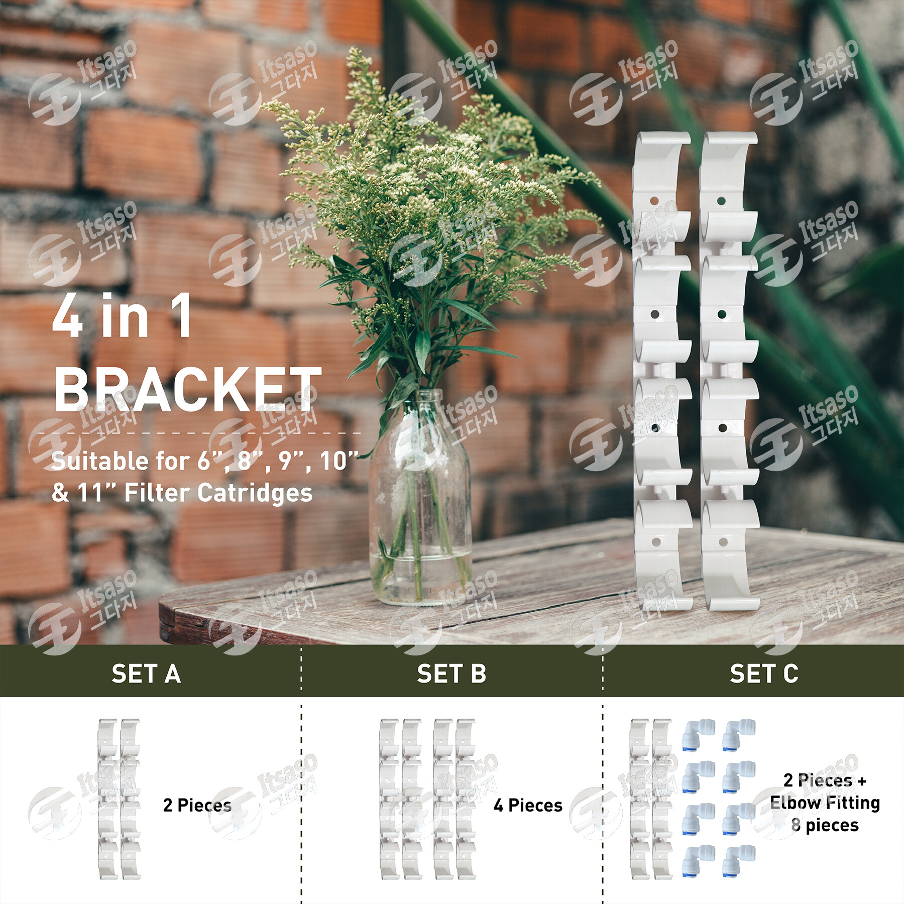 4 in 1 Water Filter Wall Mount Clip Cartridge Bracket | Lazada