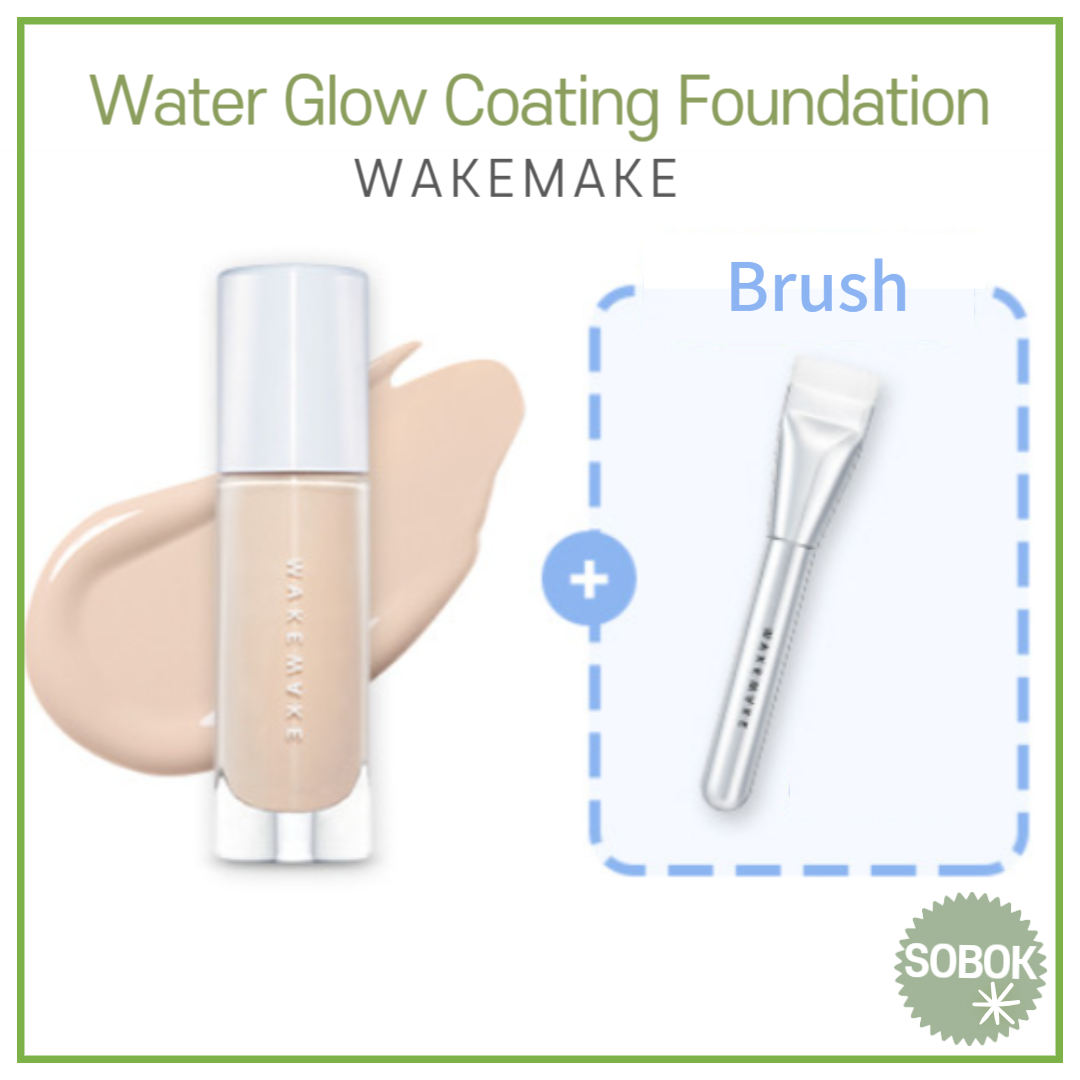 [WAKEMAKE] Water Glow Coating Foundation +Brush set 4colors | Lazada