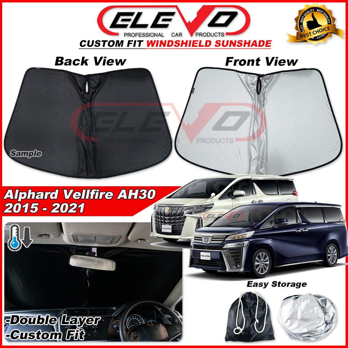 ELEVO Toyota Vellfire Alphard 2015 to 2021 Windshield Windscreen Front ...