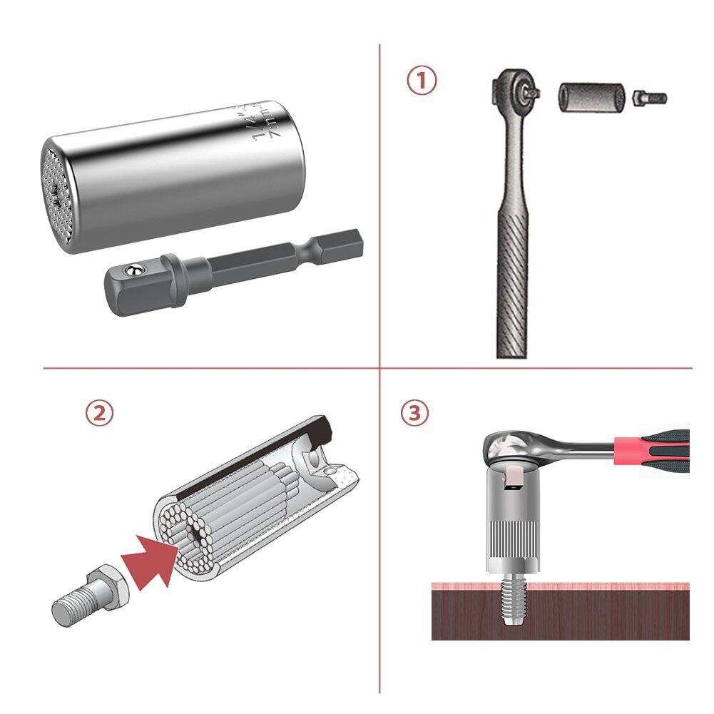 Universal Socket 2 Piece Set 7-19mm Combination Socket Adjustable ...