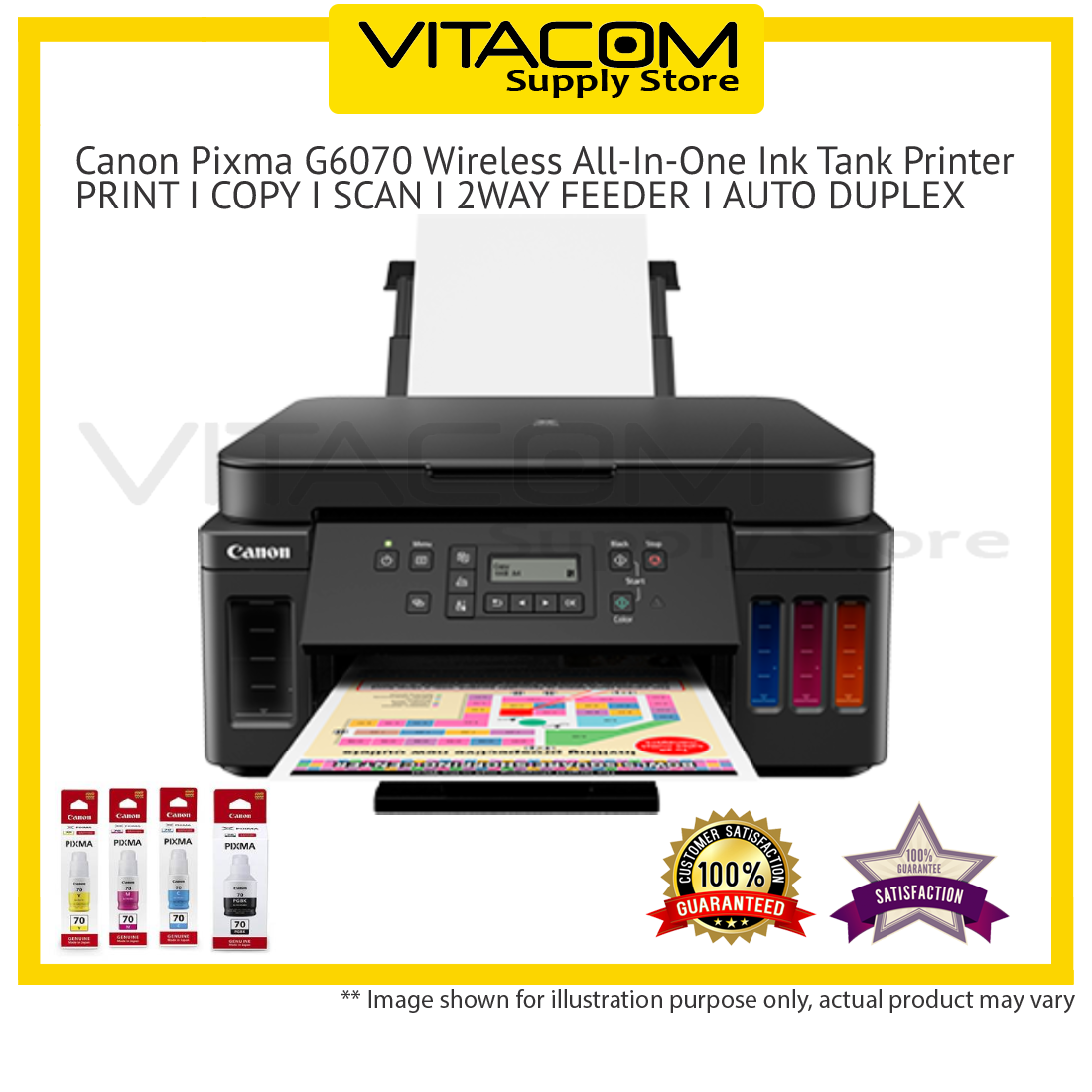 Canon PIXMA G6070 Refillable Ink Tank Wireless All-In-One Printer ...