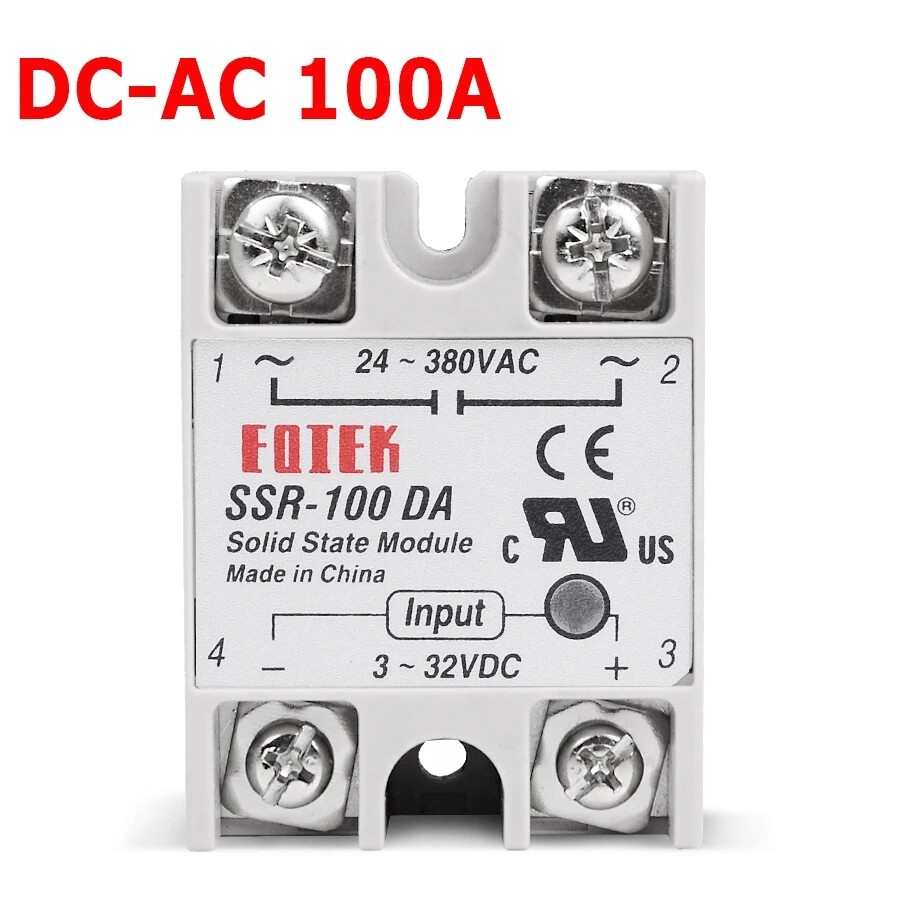 Solid State Relay SSR-100DA 100A 3-32V DC ถึง24-380V AC สวิตช์ควบคุมรี ...
