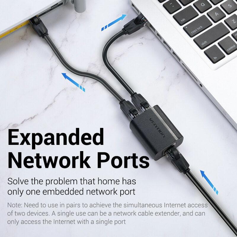 Vention RJ45 Splitter Connector Adapter 1 to 2 Ways Ethernet Splitter ...