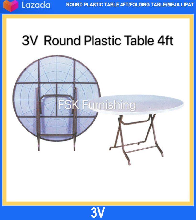 Round Plastic Table 4ft/folding Table/meja Lipat - 3v - Plastic | Lazada