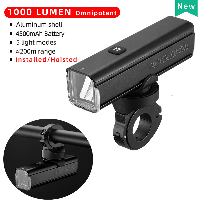 ROCKBROS Bicycle Hoisting Light Head Light 1000 Lumens Powerful Flashlight Night Cycling MTB ...