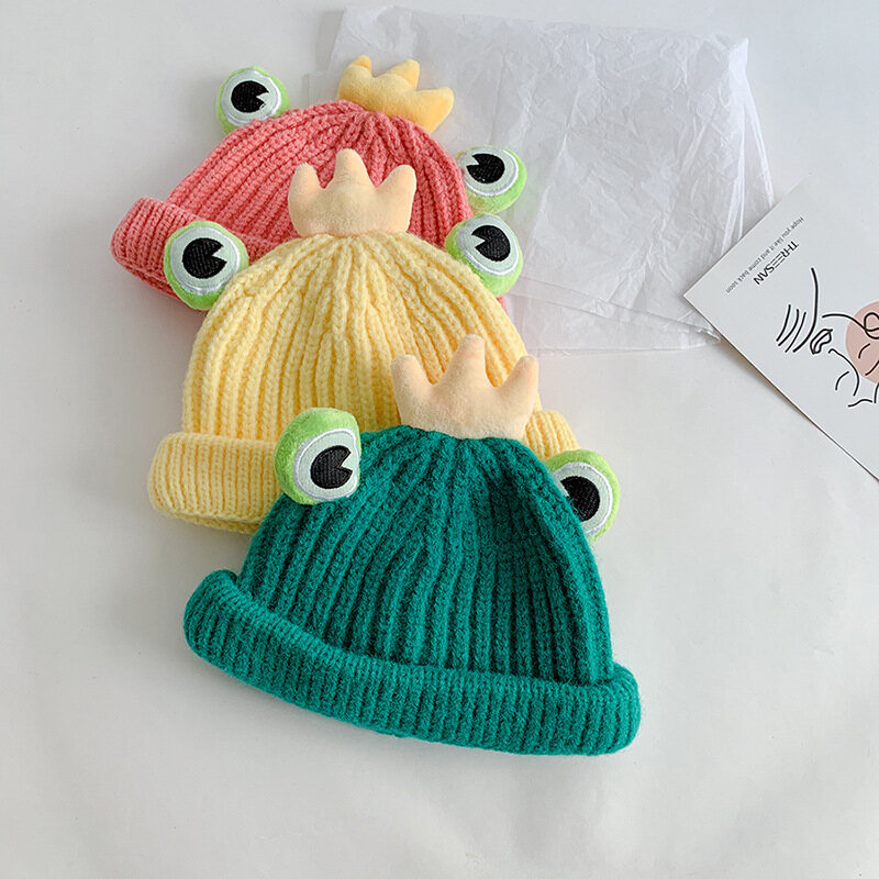 Winter Warm Baby Hat Cute Frog Shape Cap Kids Boys Girls Hats Solid ...