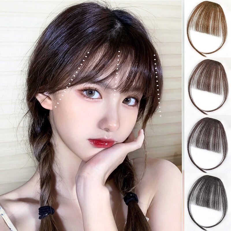 假发齐刘海Air Bangs Wig Piece Mini Air Bangs Sideburns Lengthened Bangs ...