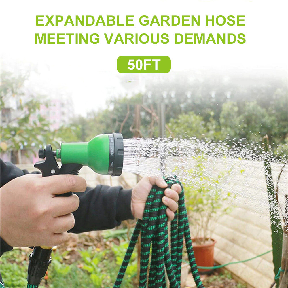 100ft Expandable Garden Hose with 9 Function Nozzle Flexible Strong ...