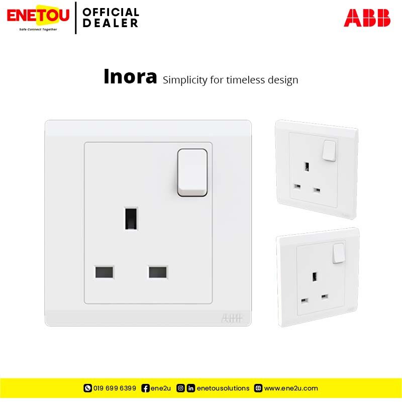 ABB INORA BL224 1G 13A SWITCH SOCKET SP WHITE | Lazada