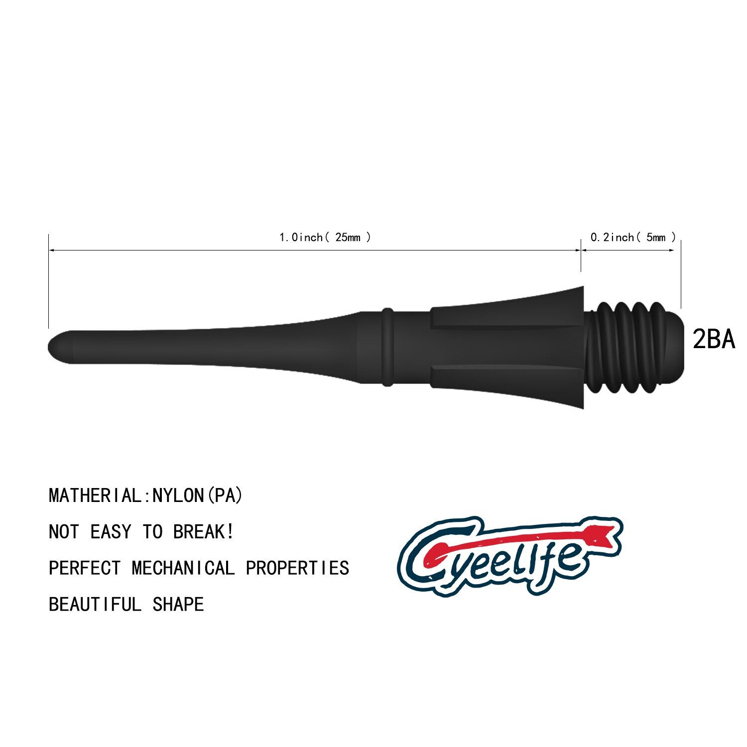 CyeeLife Plastic Dart Tips 50 Packs 2BA POM Points for Soft Tipped ...