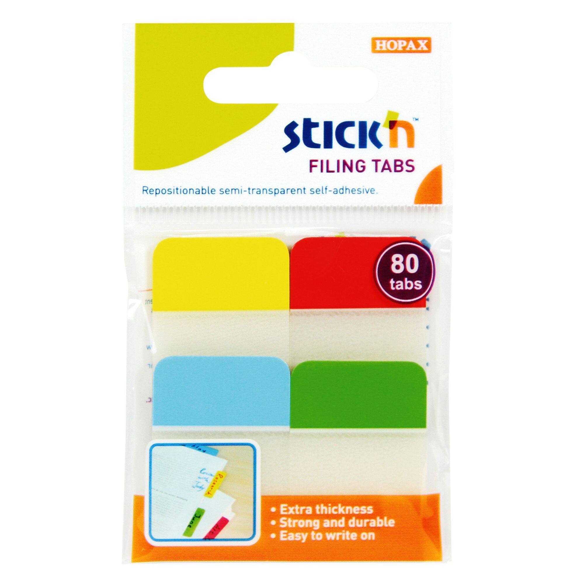 ฟิล์มโน้ตดัชนี ชนิดแข็ง Filing Tabs STICK'N #21607 ขนาด 38x25 มม. (4 ...