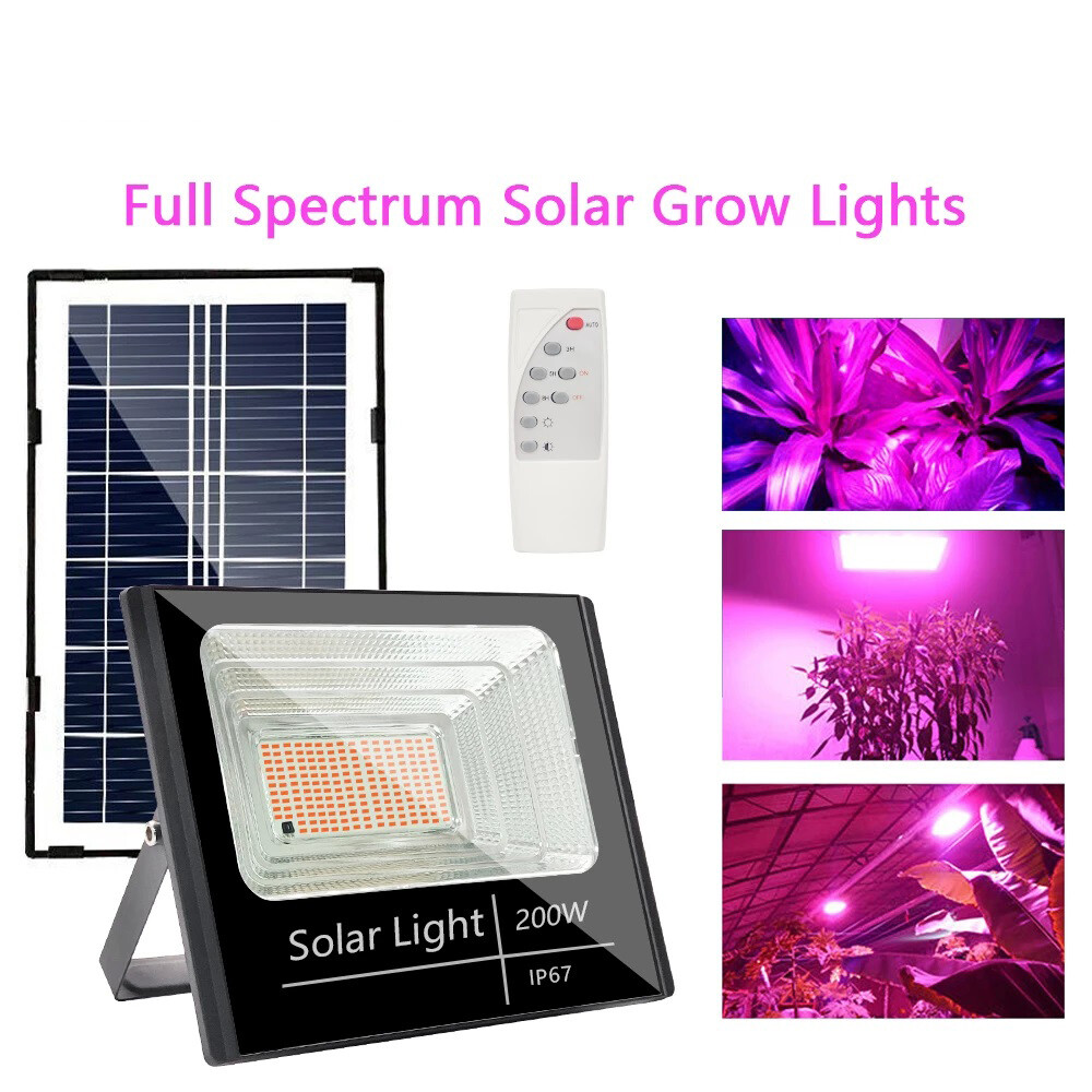 MIWAT Solar LED Grow Lights Full Spectrum 200W Solar Grow Floodlight ...