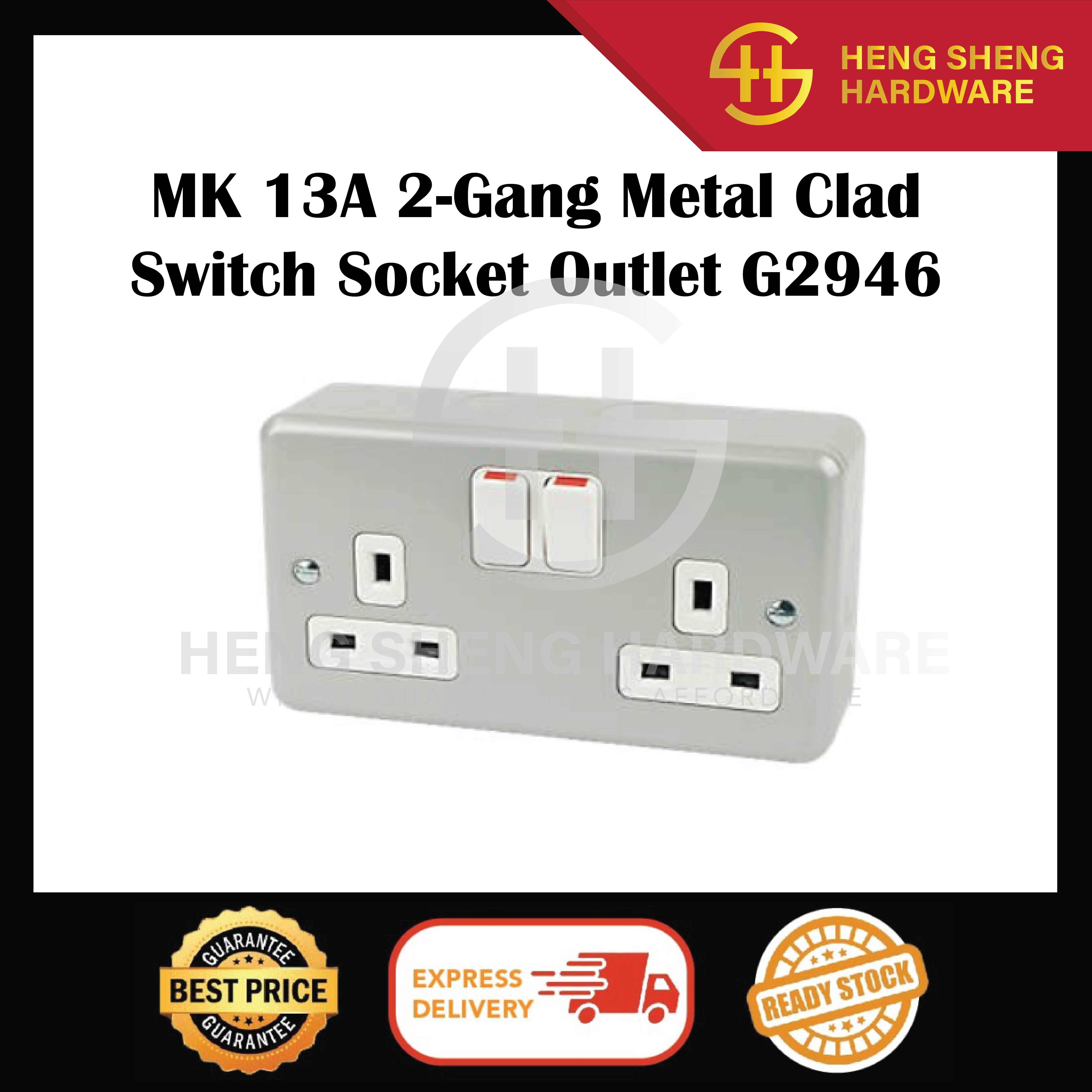 MK 13A 2-Gang Metal Clad Switch Socket Outlet G2946 SIRIM CERTIFIED | Lazada